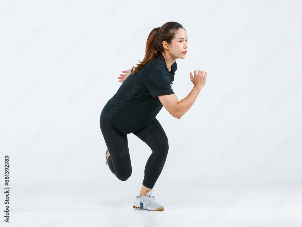 Portrait isolated cutout full body studio shot strong Asian female ...