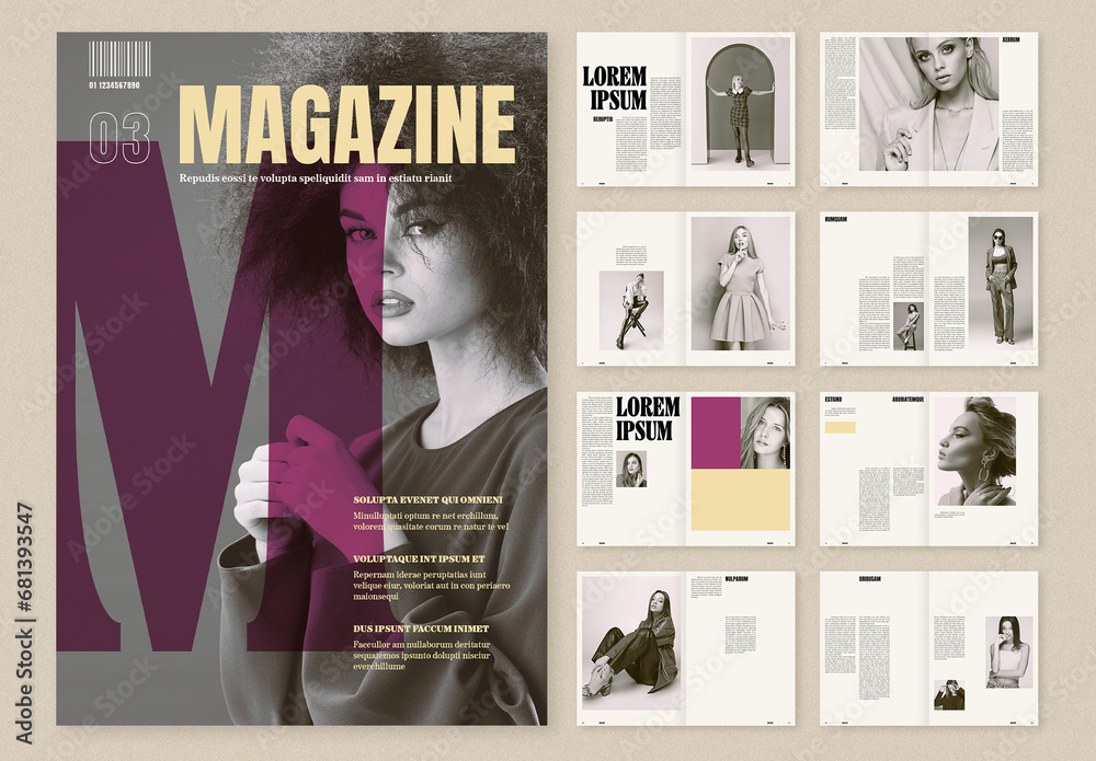 Clean Fashion Magazine Layout Stock Template | Adobe Stock