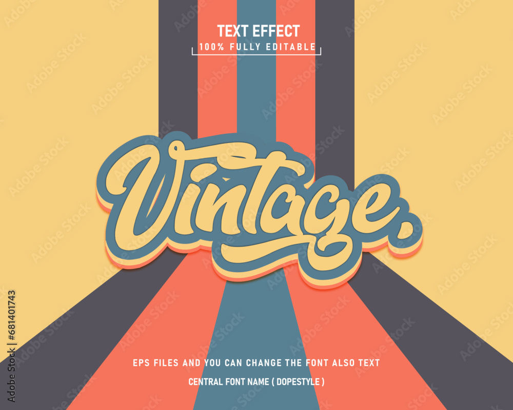 Vintage script text effect, Template editable font effect Stock Vector | Adobe Stock