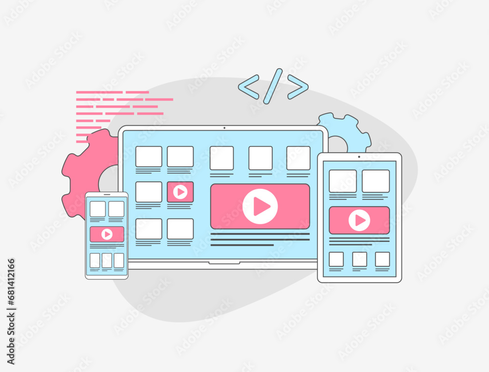Mobile First Design - Responsive web design page for optimal display on various devices and ...