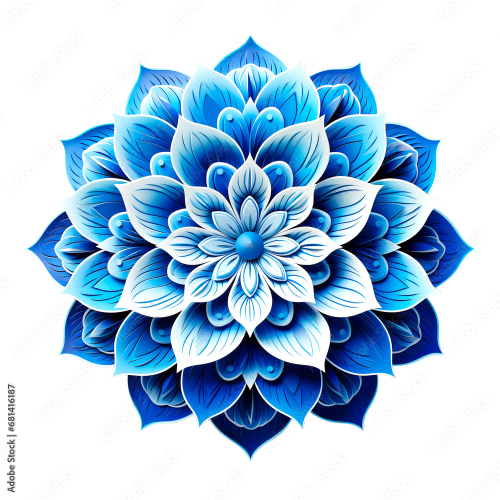 Harmonic Wholeness: Blue Mandala Isolated on Transparent White ...