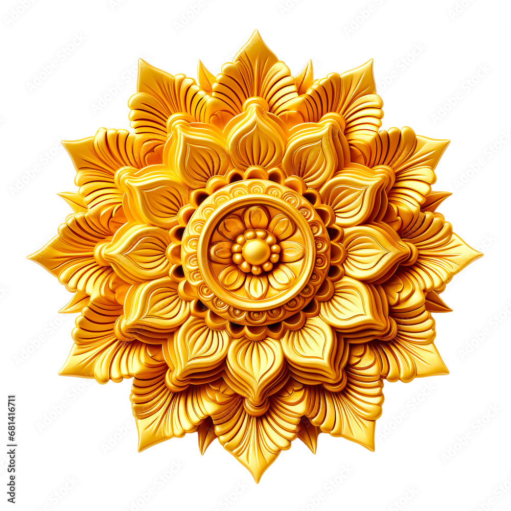 Harmonic Wholeness: Golden Luxury Deluxe Mandala Isolated on ...