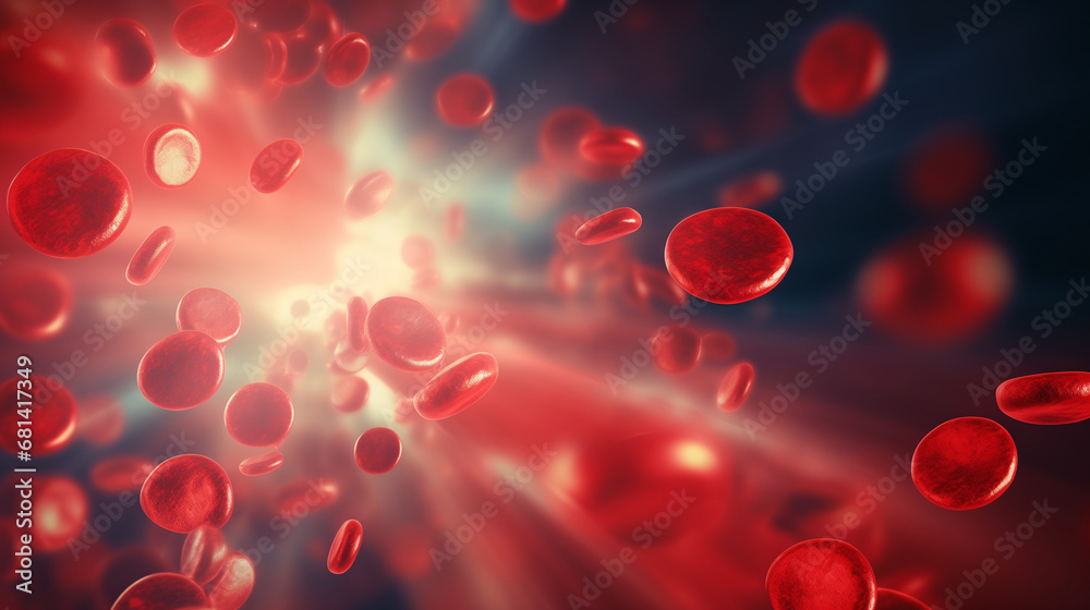 Red blood cells through microscope 3D model bloodstream medical ...