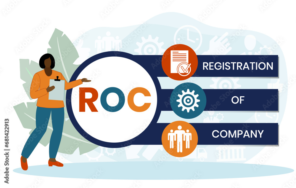 ROC - Registration Of Company acronym. business concept background ...