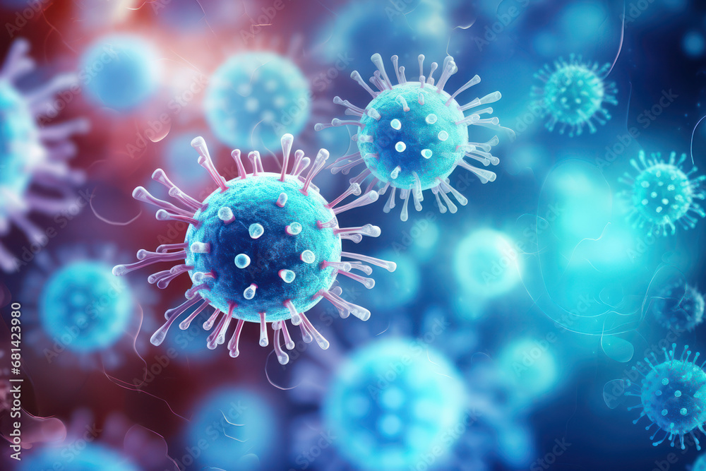 microscopic view of floating influenza virus cells flu. medical science concept Stock Photo ...