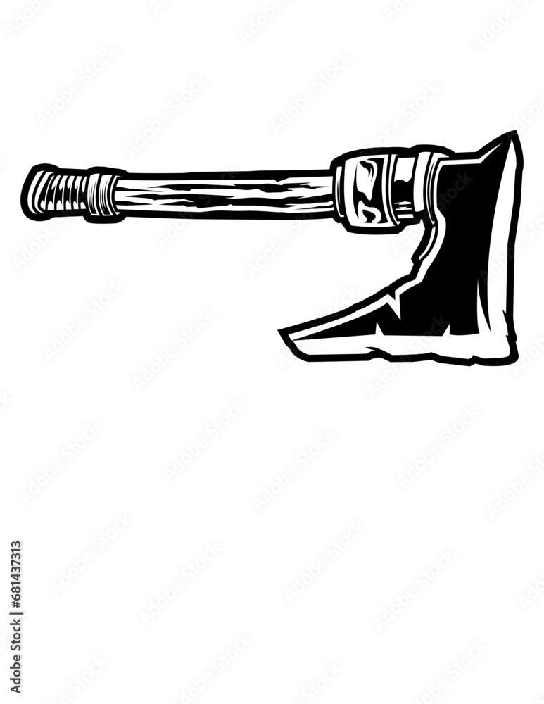 Viking's Axe Vector, Norse Mythology Stencil, Valhalla Weapon ...