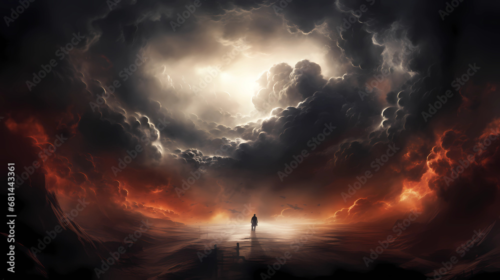Illustrative battle of good and evil on this planet - light vs. shadows ...
