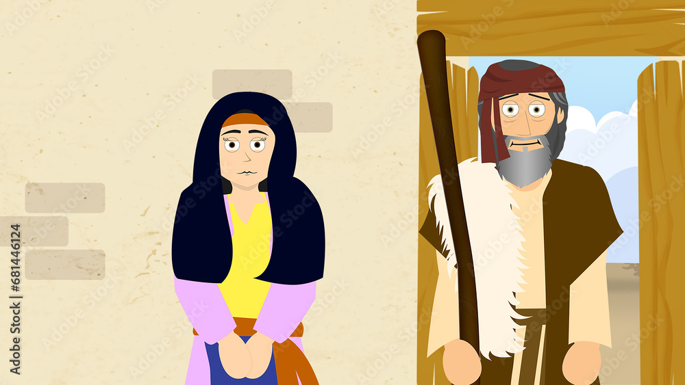 Cartoon Bible Illustration of Elijah and the Widow of Zerapath ...