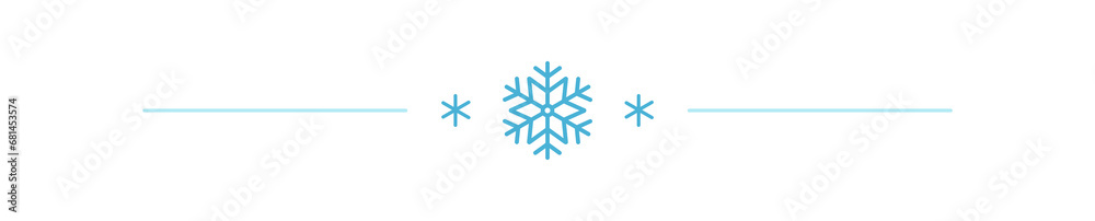 Divider with Snowflake. Christmas winter frame border horizontal line ...