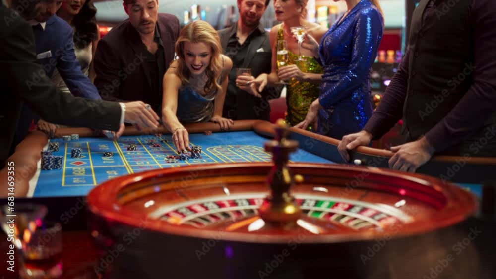 Slow Motion Footage of a Spinning Roulette Wheel. Focus Switching to ...