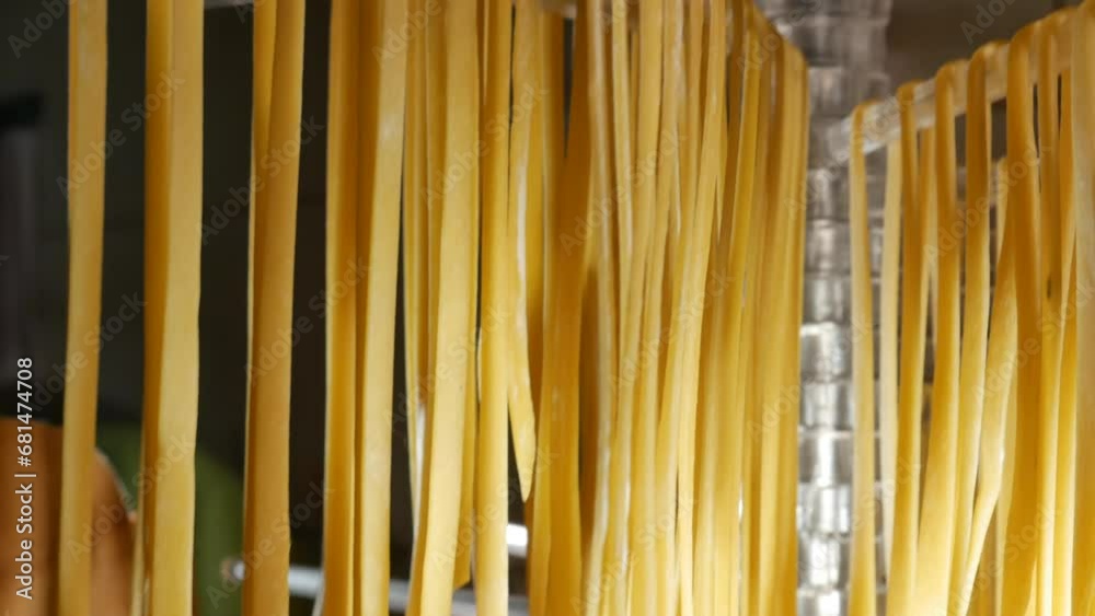 drying homemade noodles. tagliatelle, Italian pasta freshly made and ...
