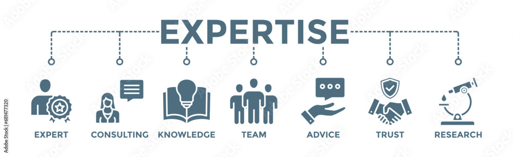 Expertise banner web icon vector illustration concept representing high-level knowledge and ...