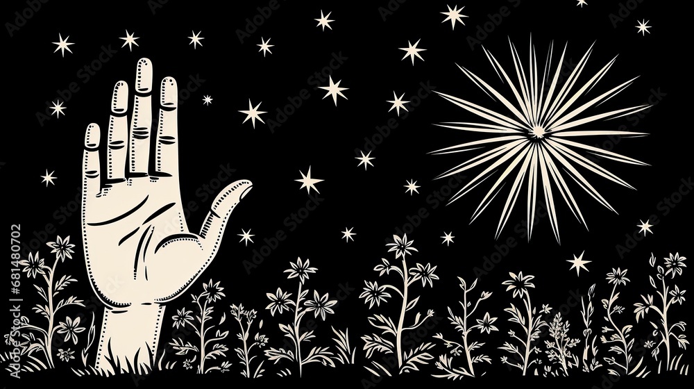 christian hand symbol with cross in black and white in the ,Ephiny Day ...