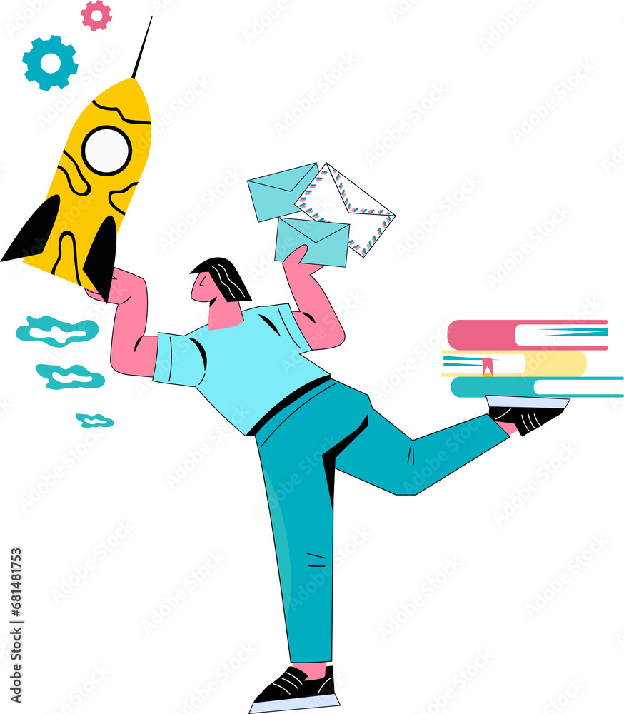 Concept of productivity and multitasking, improve efficiency and ...