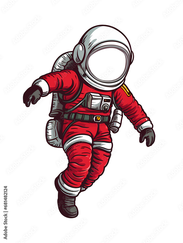 Cartoon Christmas Red costume astronauts in Space suit floating ...