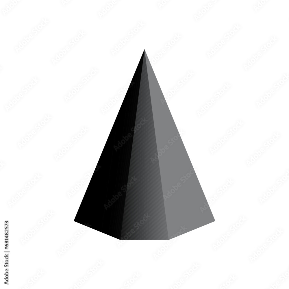 Vector hexagonal pyramid with gradients and shadow for game, icon ...