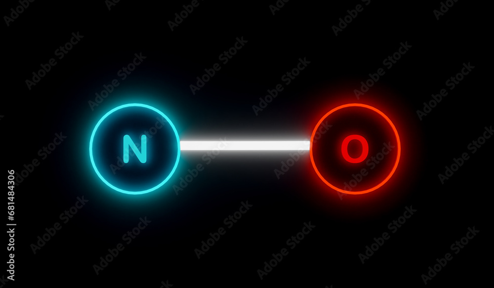 NO nitrogen monoxide molecule as model. Nitriogen and oxygen compound ...
