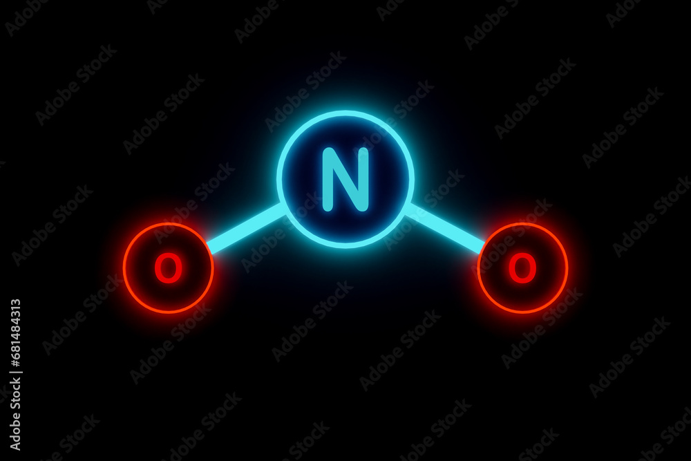 NO2 nitrogen dioxide molecule as model. Nitriogen and oxygen compound ...