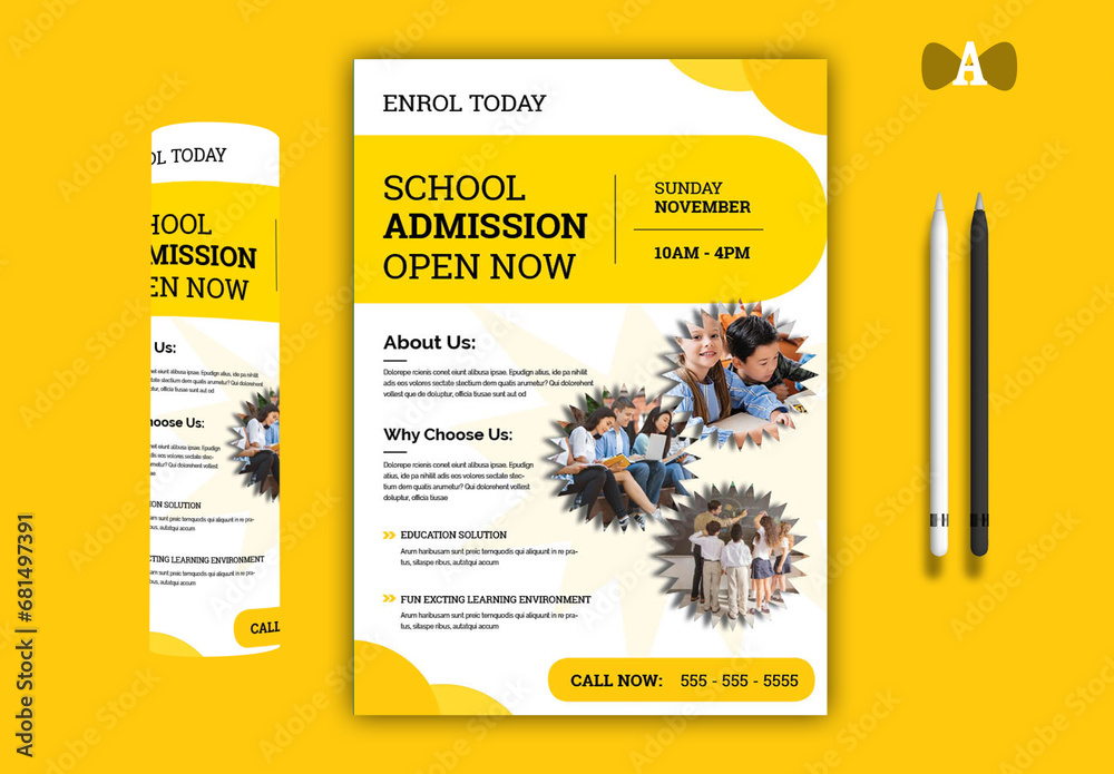 School Admission Open NowF lyer Template Stock Template | Adobe Stock