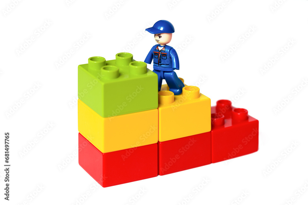 Miniature Building Block Person Ascending Corporate Stairs: Career ...