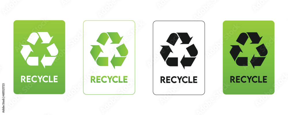 Recycling icon Set, Recyclable and biodegradable packaging logo Vector ...