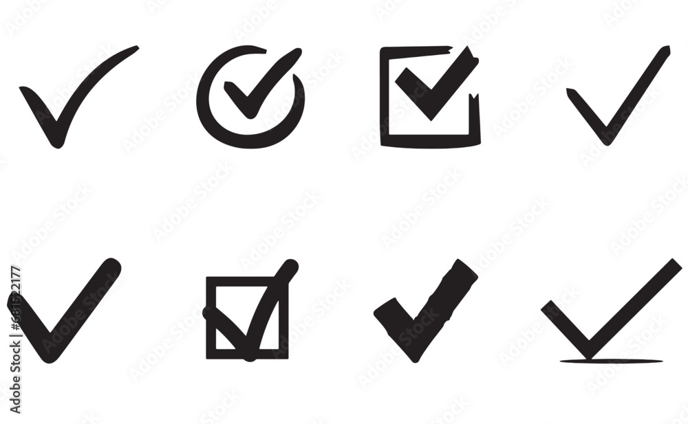 Versatile Set of Black Vector Icons: Check Boxes, Checkmarks ...