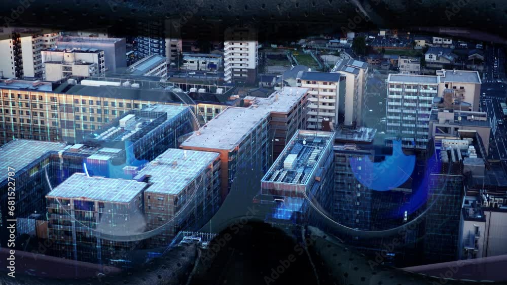 Cyber digital city with abstract hologram buildings seamless loop 3d ...