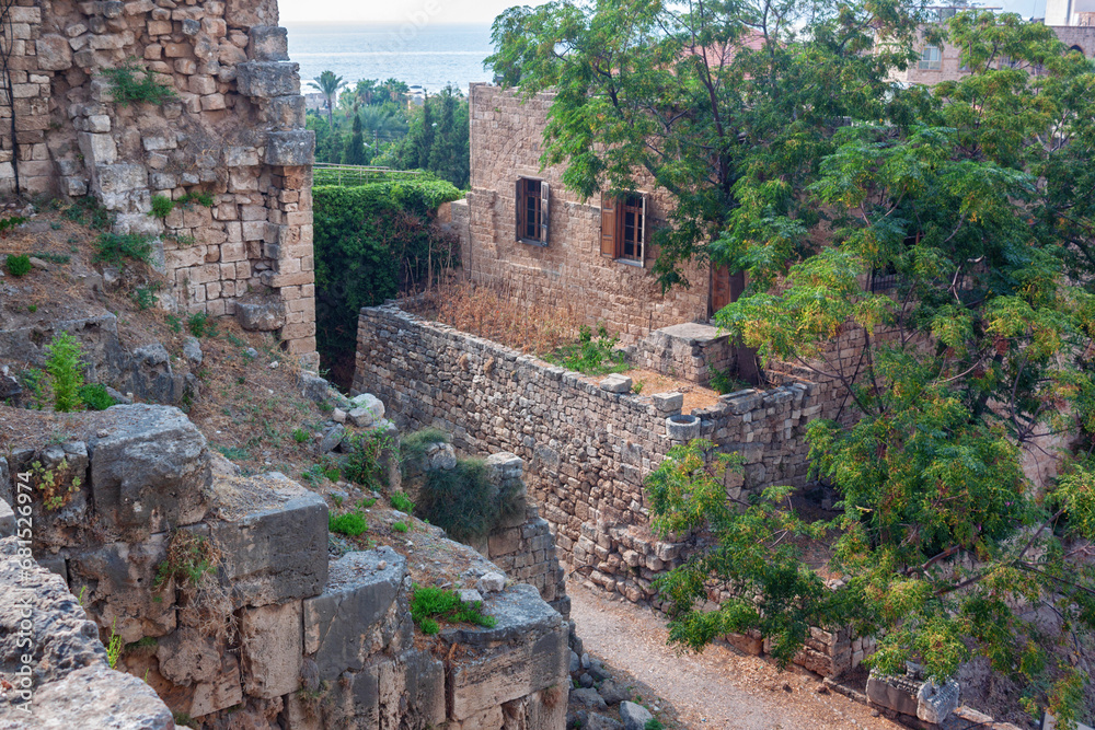 View of the ruins of the historic city of Byblos. It is have been ...