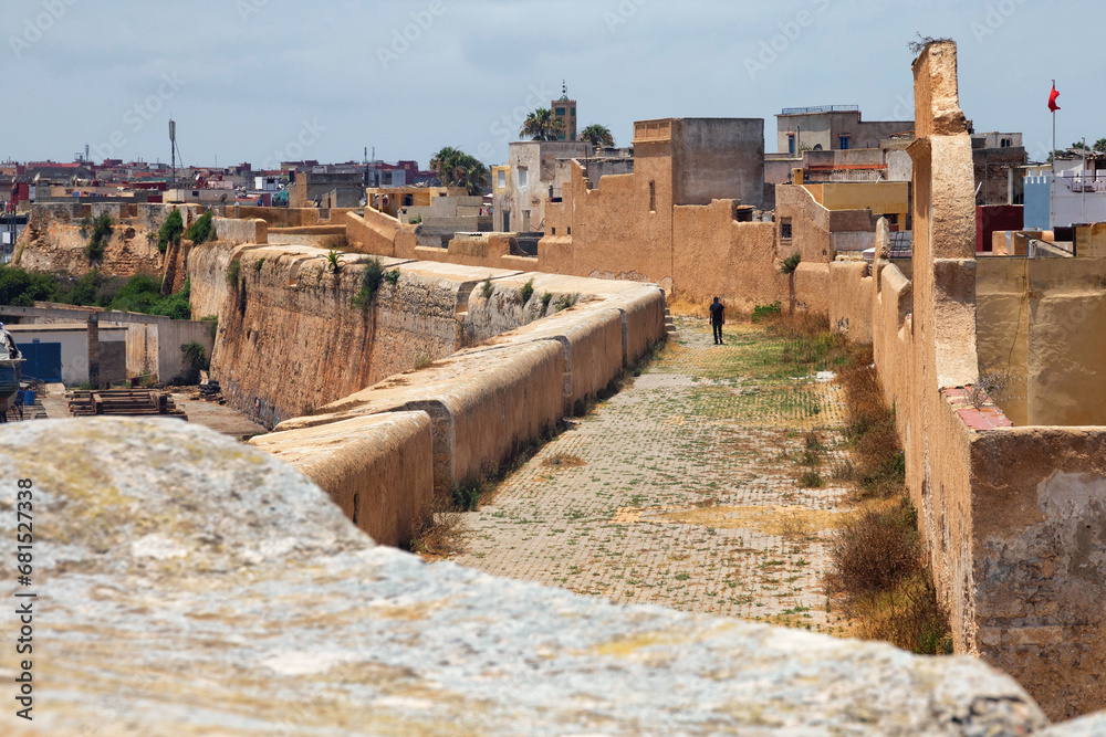 View of the historic walls of the fortress of El Jadida (Mazagan). The ...
