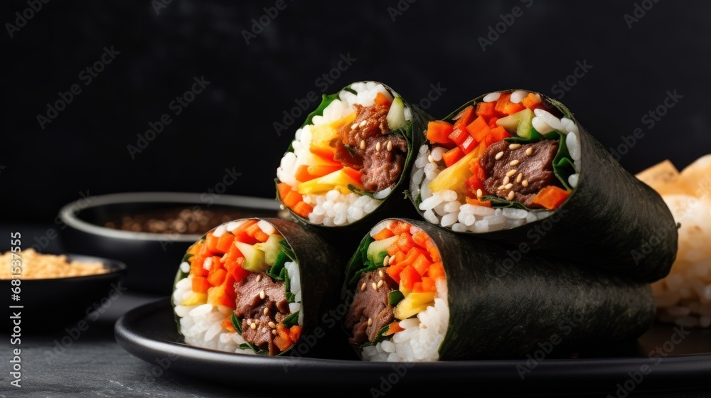Korean Stuffed Rolls in Traditional Asian Food Stock Photo | Adobe Stock
