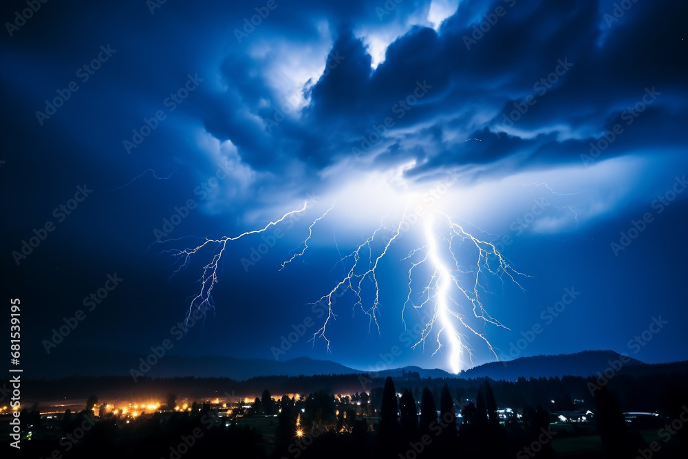 dynamic and electrifying combination of thunderstorm with lightning ...
