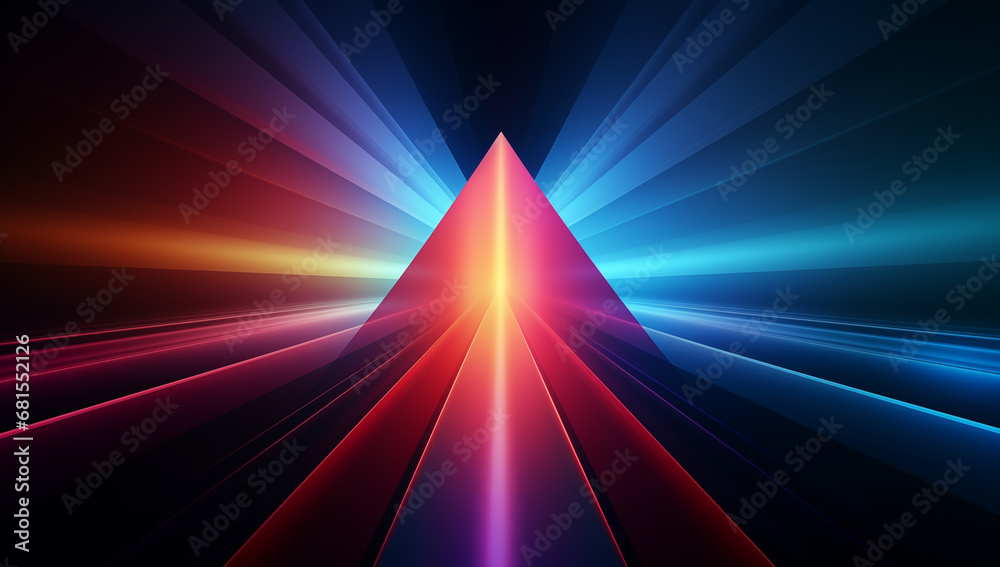 Abstract Light Prism: Dynamic Spectrum Rays Emanating from Triangular ...