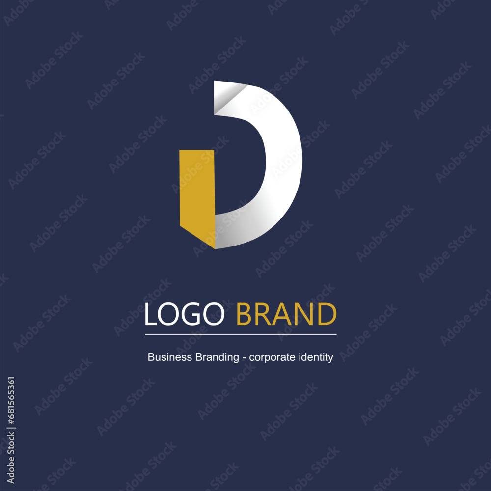 luxury letter D logo design. Initial Letter D Logo. white and Yellow ...