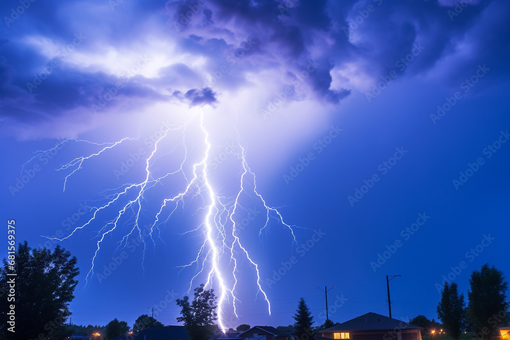 synergy and complexity of thunderstorm with lightning, embodying turbulent clouds, electrical ...
