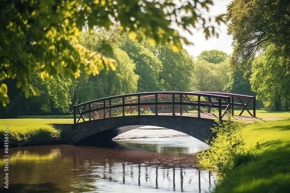 captivating scene of graceful bridge spanning tranquil river ...