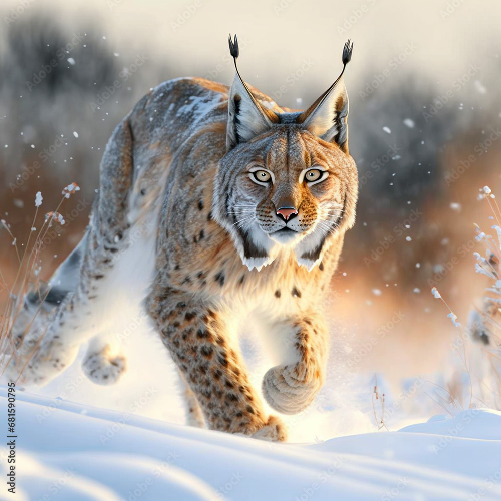 Lynx, low contrast, high sharpness, facial symmetry, depth of field ...