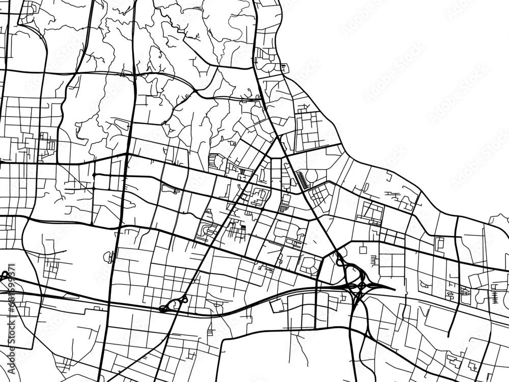 Vector road map of the city of Yantai in the People's Republic of China ...