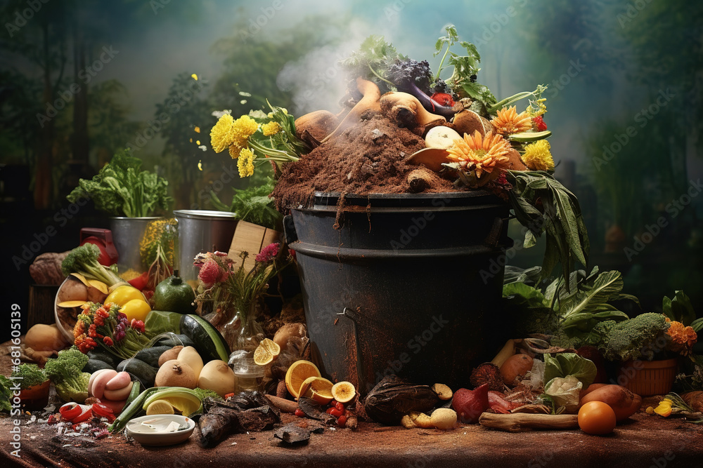 people put bio trash from food waste in domestic homes to compost bins ...