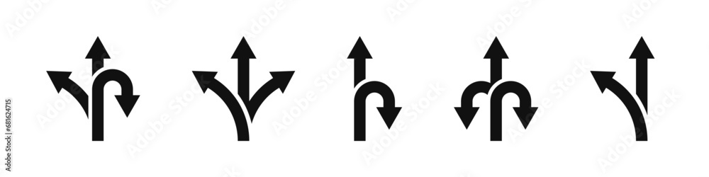 Road direction arrows. Vector navigation arrows set. Navigation arrows ...