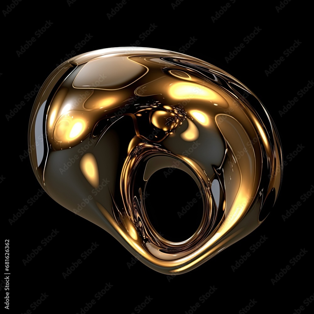 Abstract elegance embodied in a golden 3D shape, isolated against a ...