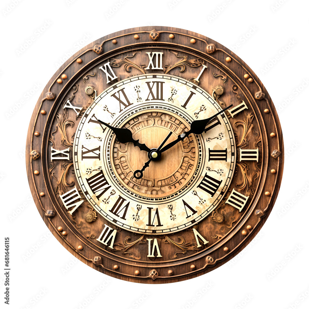 Antique vintage clock isolated on transparent background, ready for ...