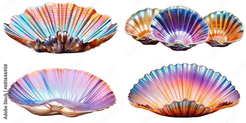 Different Full Color Beautiful Sea Clam shell Shiny On Transparent ...