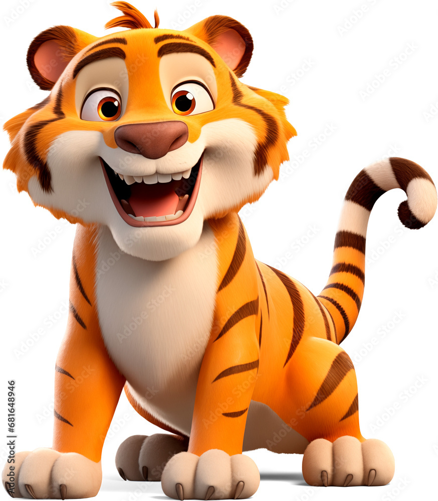 cartoon 3d model of a tiger cub Stock Illustration | Adobe Stock