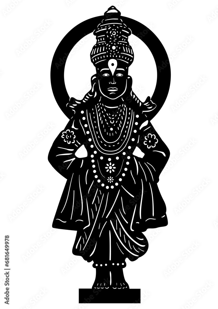 silhouette vector art of Lord Vitthal standing on a brick Stock Vector ...