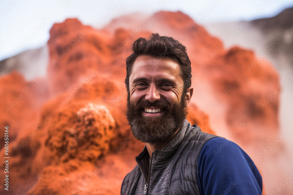 human with Highlights dynamic geological features of an active volcano ...