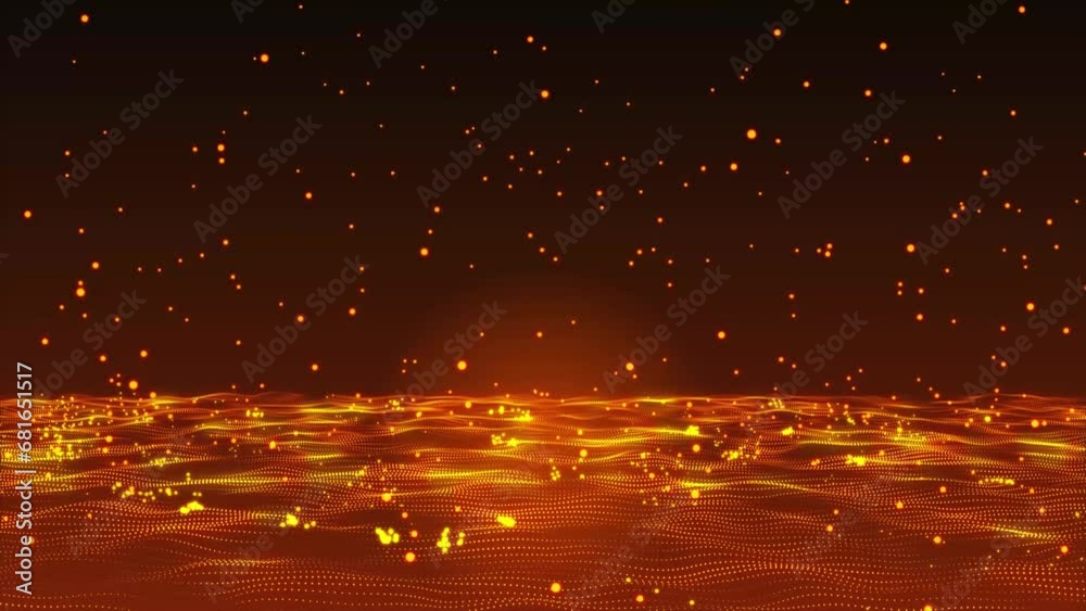 Abstract Hi-Tech Bouncing Particles Background. Sphere particles are falling, bouncing, and ...
