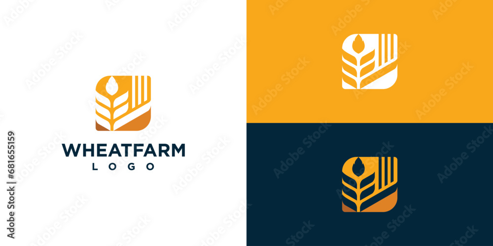 Wheat Farm Logo Design. Grain Leaf Rice Farm Logo Symbol Icon Vector ...