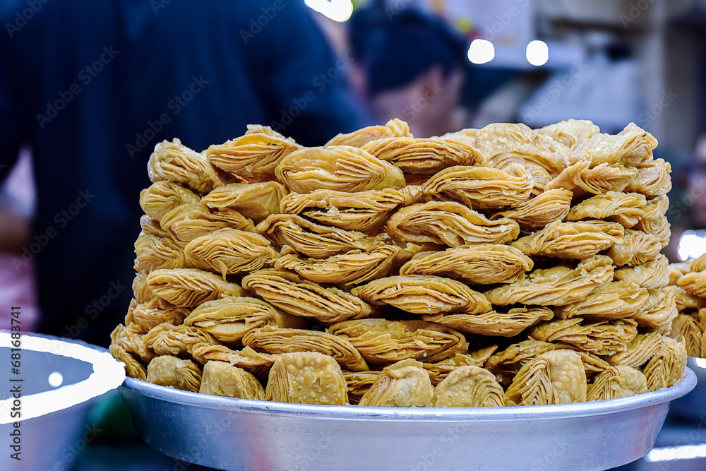 Khaja the Sweets made with flour dough layer by layer then fried and ...