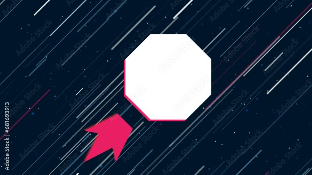 Octagon symbol flies through the universe on a jet propulsion. The ...