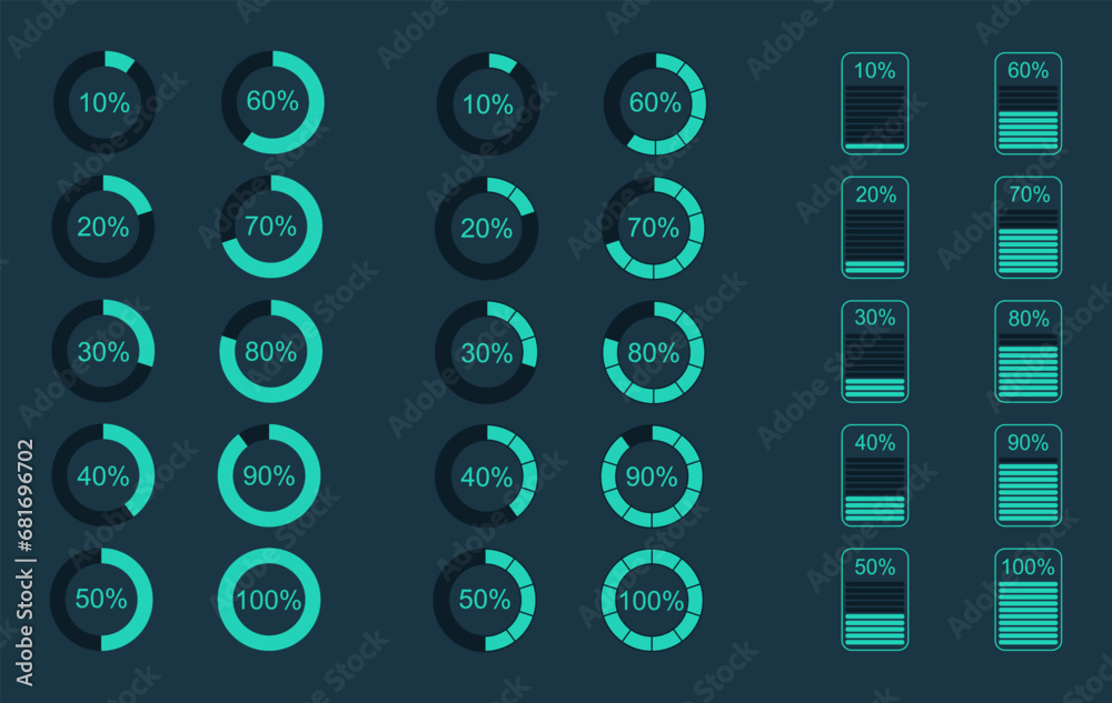 Progress loading bar. Set of indicators. Download progress.Load ... Progress loading bar. Set of indicators. Download progress.Load ...
